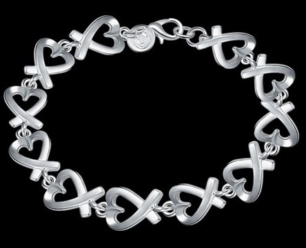 Armbånd lavet med mange hjerter sølvbelagt - Halskæder Armbånd Øreringe ...
